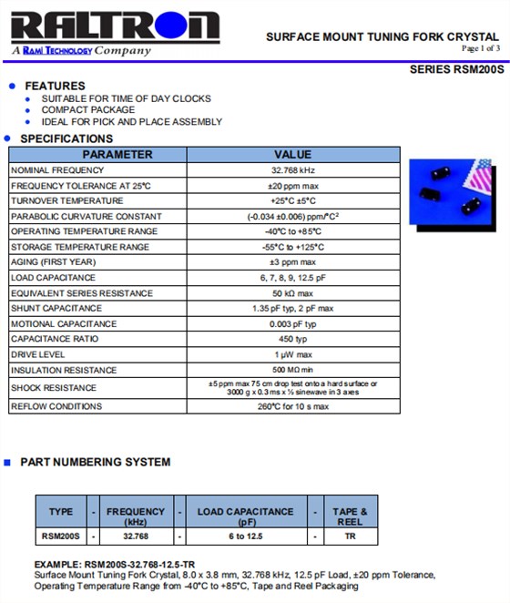 Raltron晶振,贴片晶振,RSM200S晶振,低频晶振